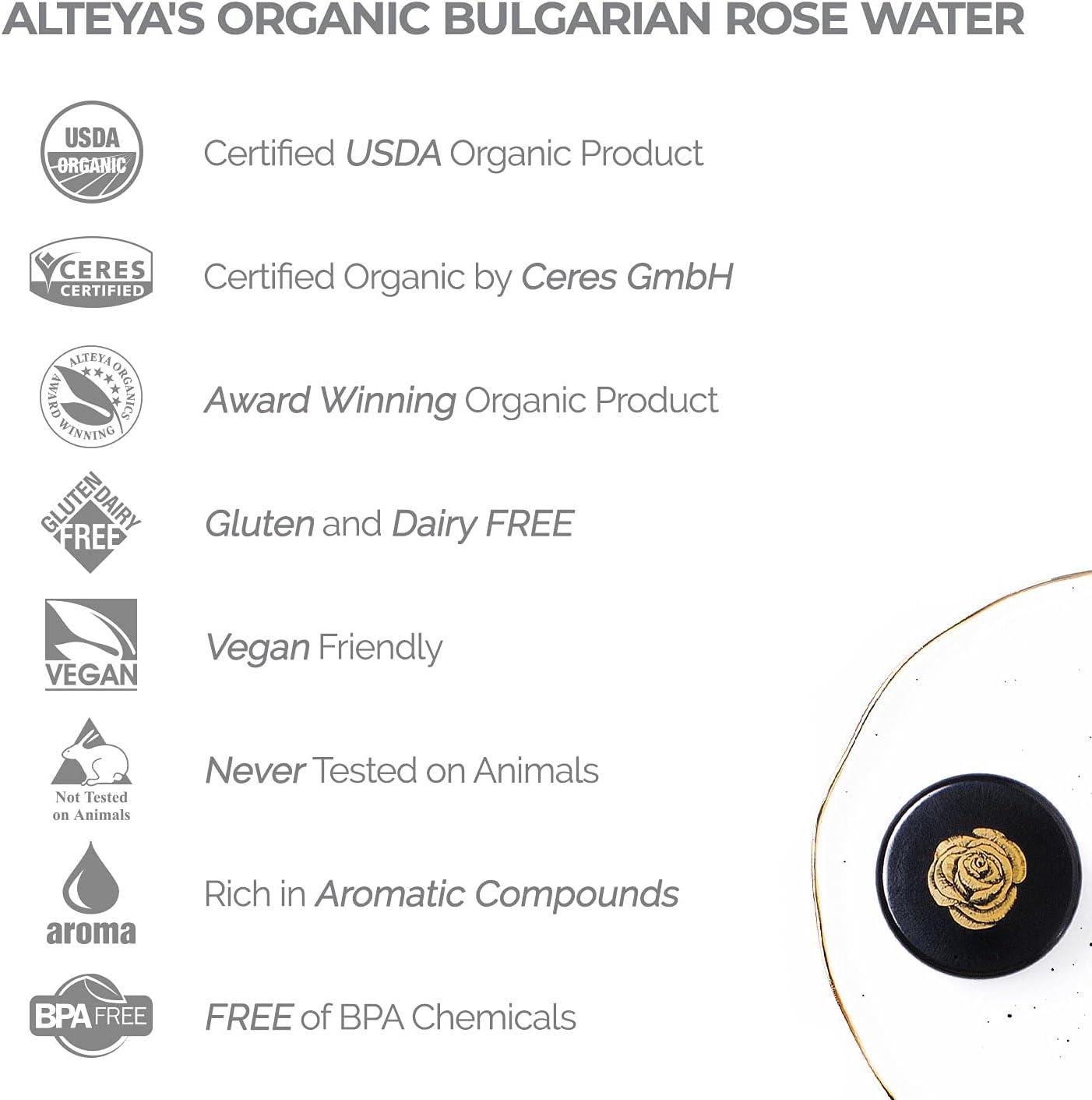 Alteya Organics Rose Water 8 Fl Oz - USDA Certified Facial Toner | Pure ...