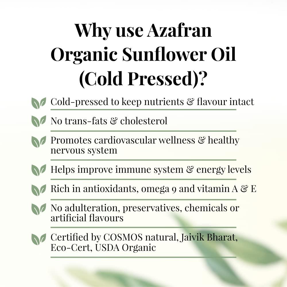 Azafran Organic Refinery Oil 33.81oz 1 L (Sunflower Oil) | Buy Now with ...