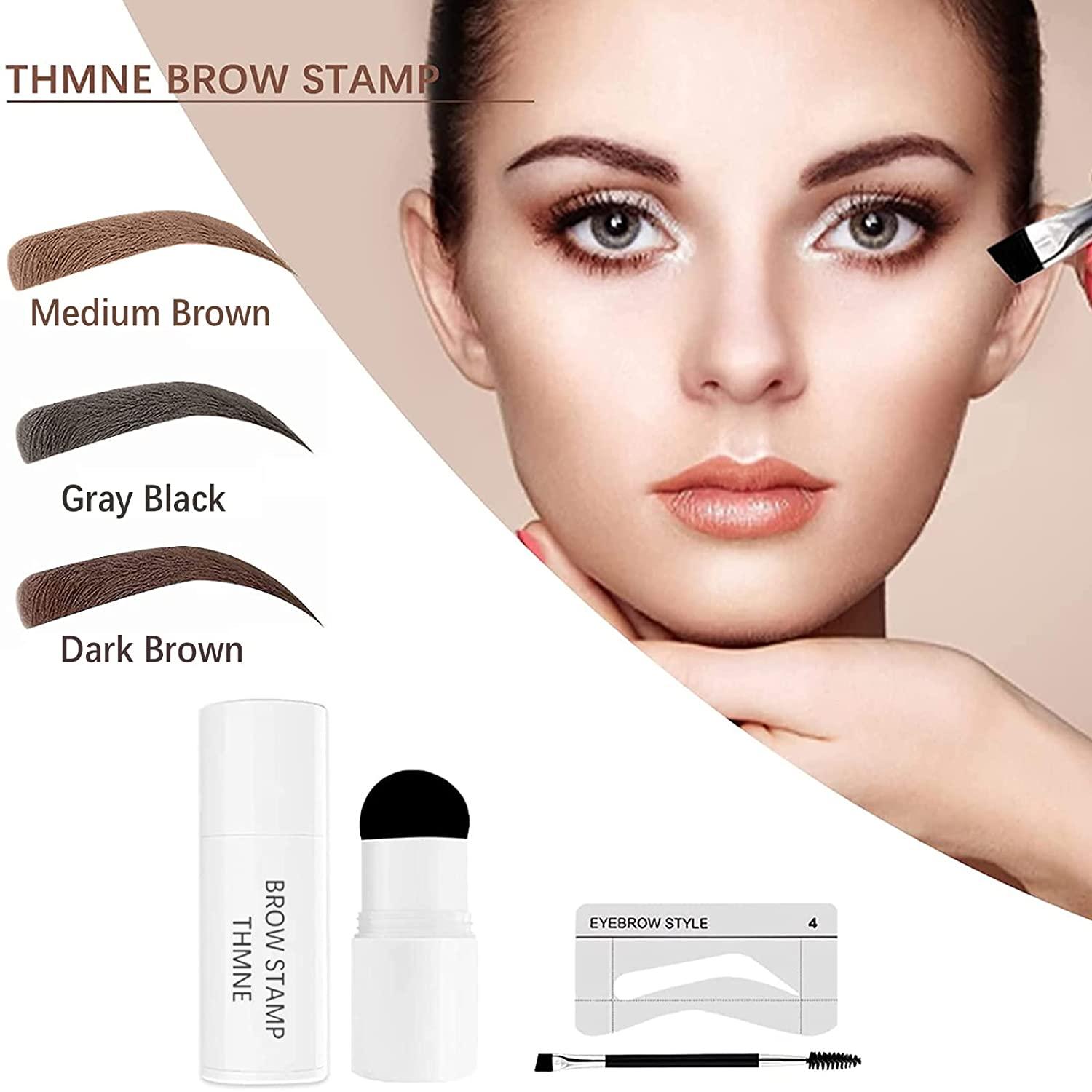 Waterproof Eyebrow Stamp Stencil Kit - Dark Brown (7 Piece Set ...