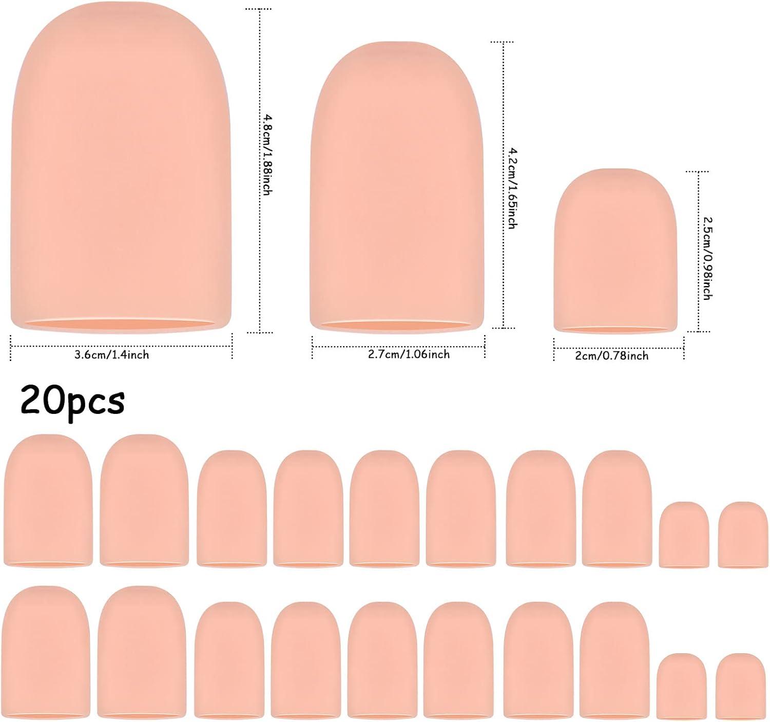 20 Pcs Toe Caps & Gel Cushions - Protective Toe Plaster for Blisters ...