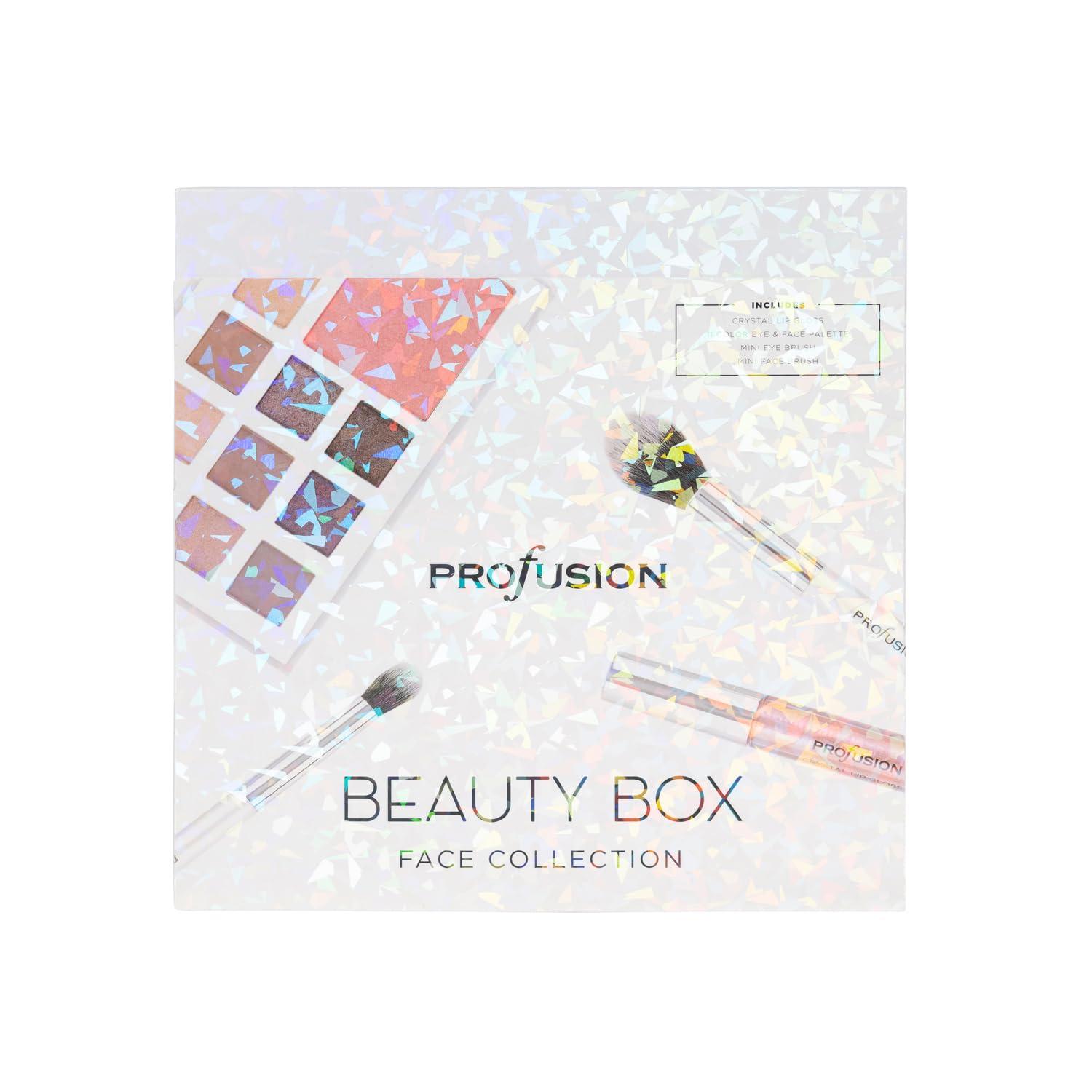 Profusion Cosmetics White Crystals Beauty Box Makeup Shades Lip Gloss & Brushes | Perfect Gift ...
