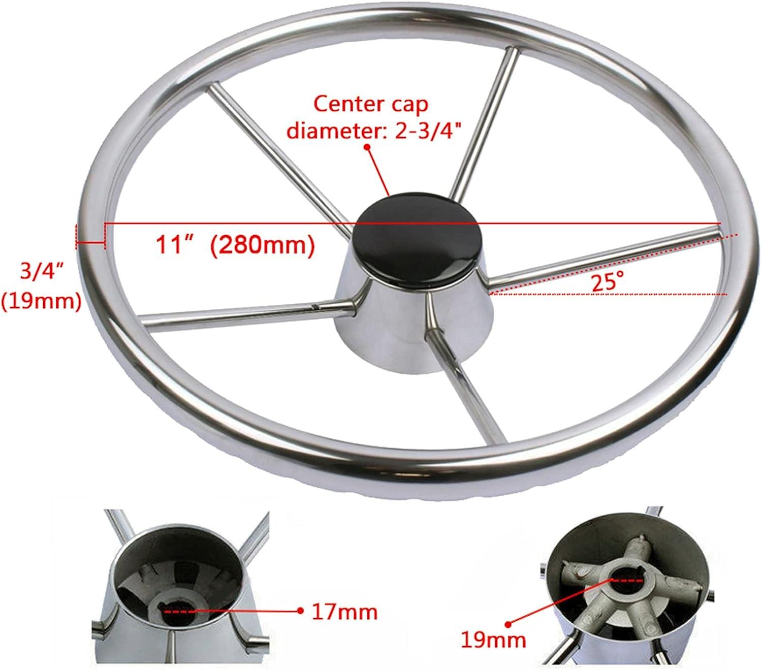 316 Stainless Steel Destroyer Style Boat Steering Wheel with Black Cap ...