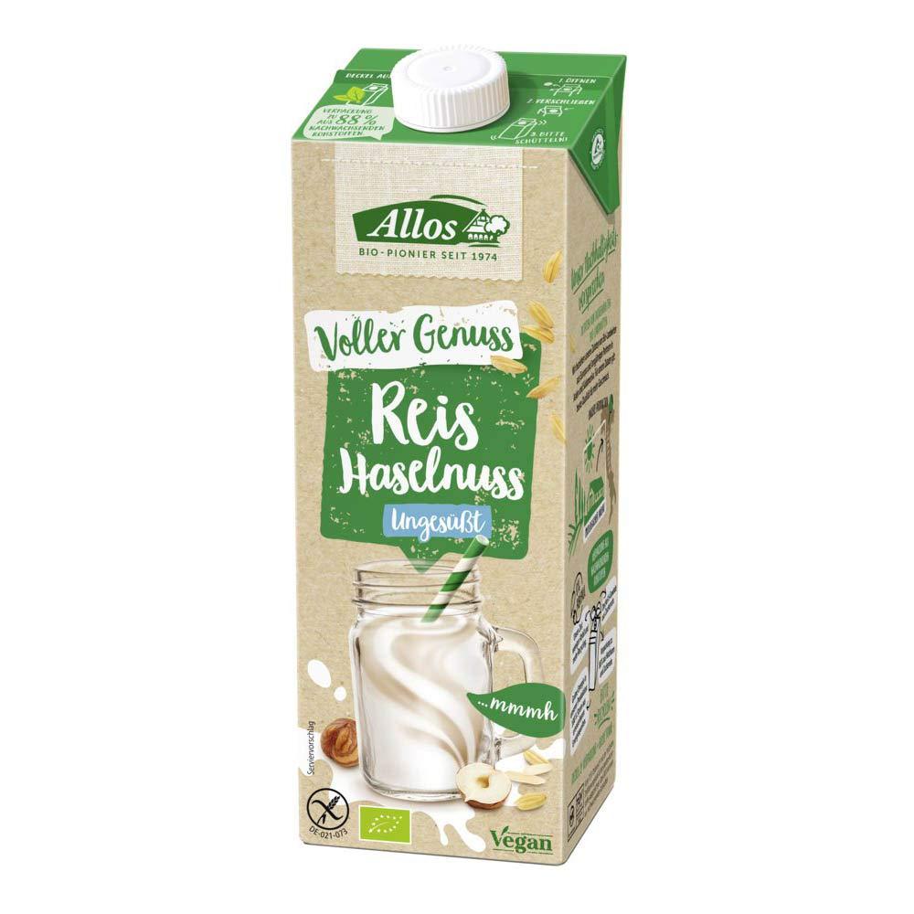 Allos Organic Rice-Hazelnut Drink 1L - Natural Plant-Based Milk ...