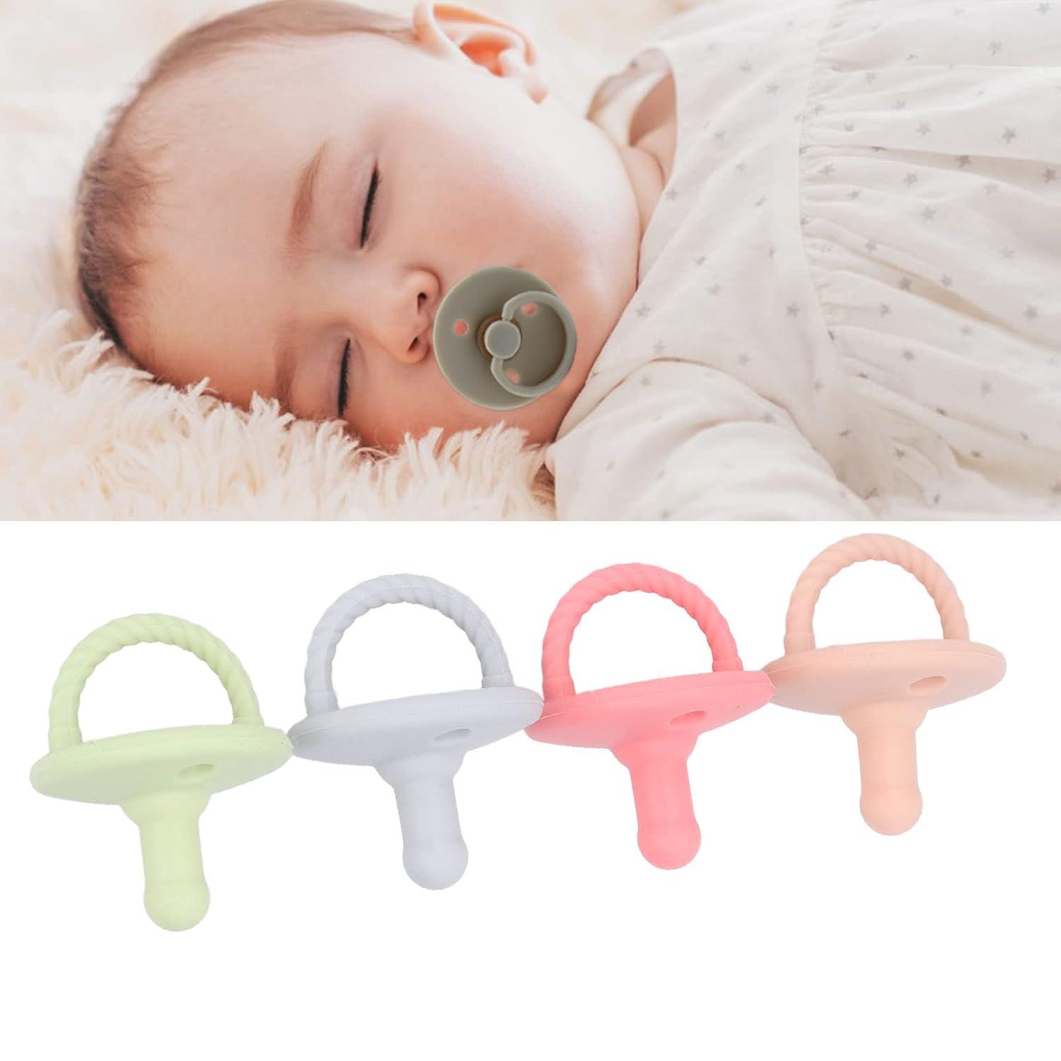 Breast-Like Pacifier Set - 4-Piece Baby Pacifier with Ventilation Holes ...