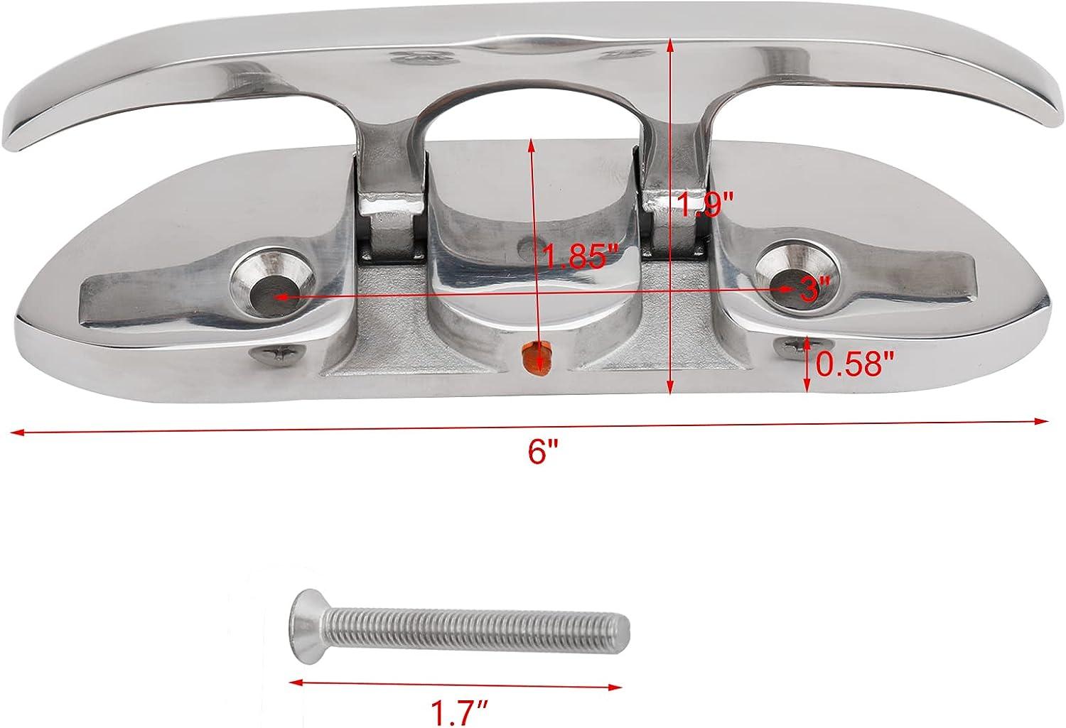 RealPlus 6 Inch Boat Folding Cleat - 316 Stainless Steel - Flip-up Dock ...