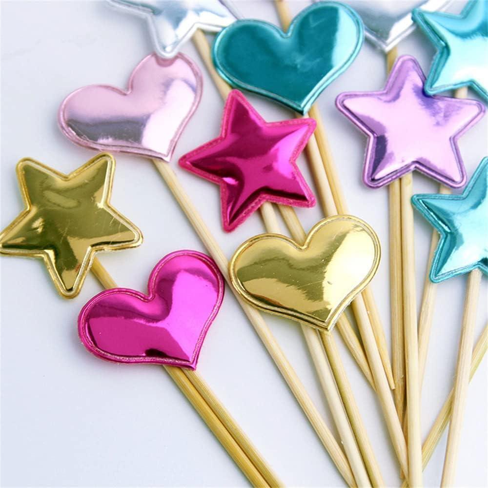 100Pcs Cupcake Toppers Heart Star and Crown Cupcake Toppers Mini Cake ...