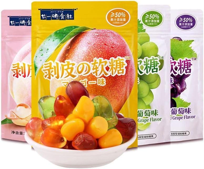 Peelable Gummies Mango White Peach Soft Candy Fruit Juice Fudge Grape ...