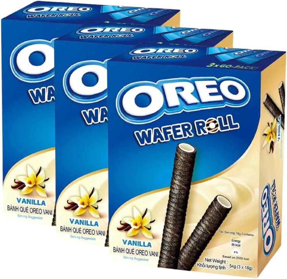 Wafer Bundle Containing Oreo Vanilla Cream Filled Wafer Rolls 54g (3 ...