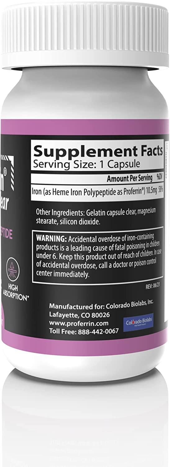 Proferrin Clear 30ct | US Made Dye-Free Heme Iron for High Absorption ...