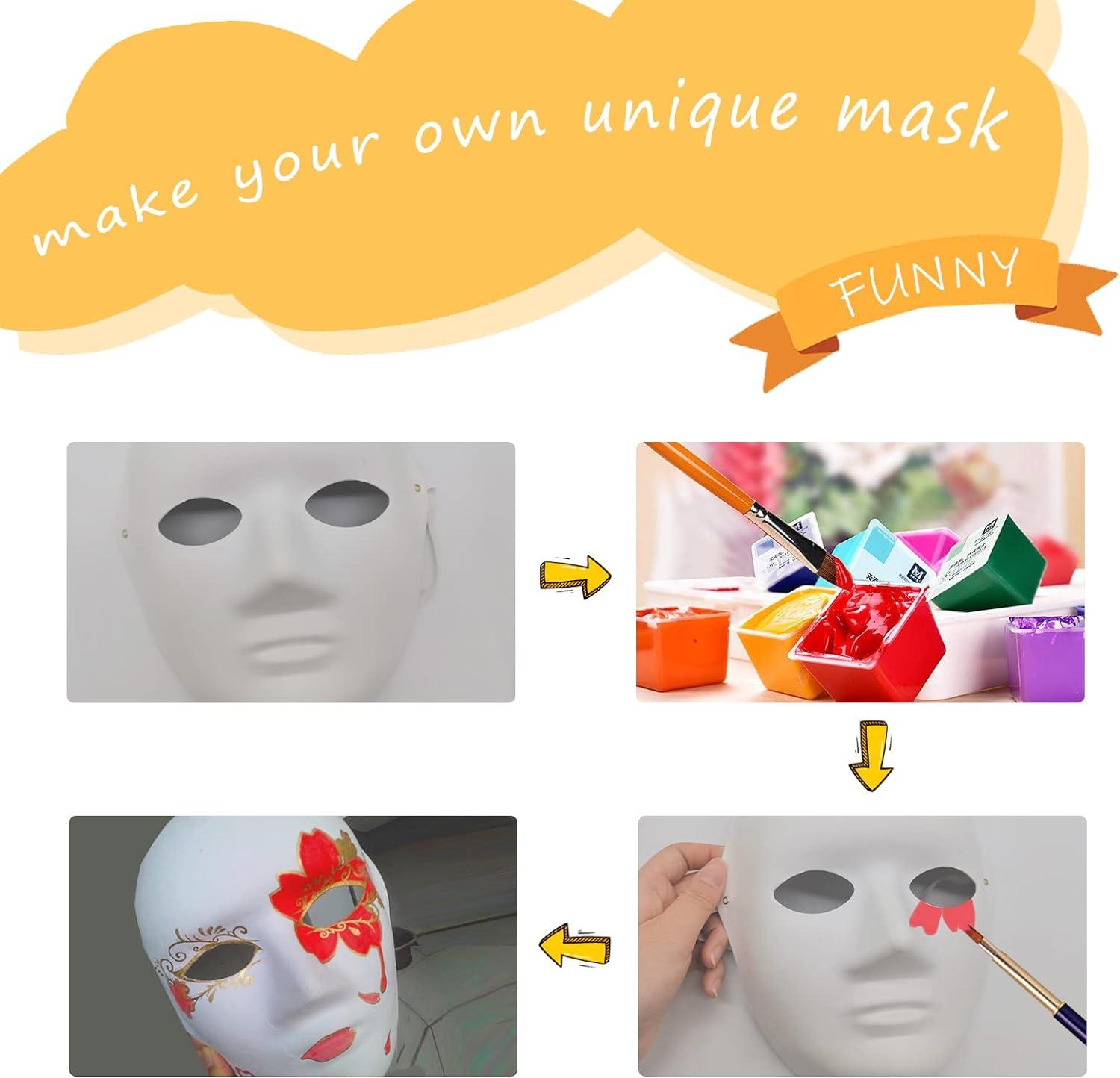 12 Pack DIY Full Face Masks Paper Mache Masks for Halloween Paintable ...