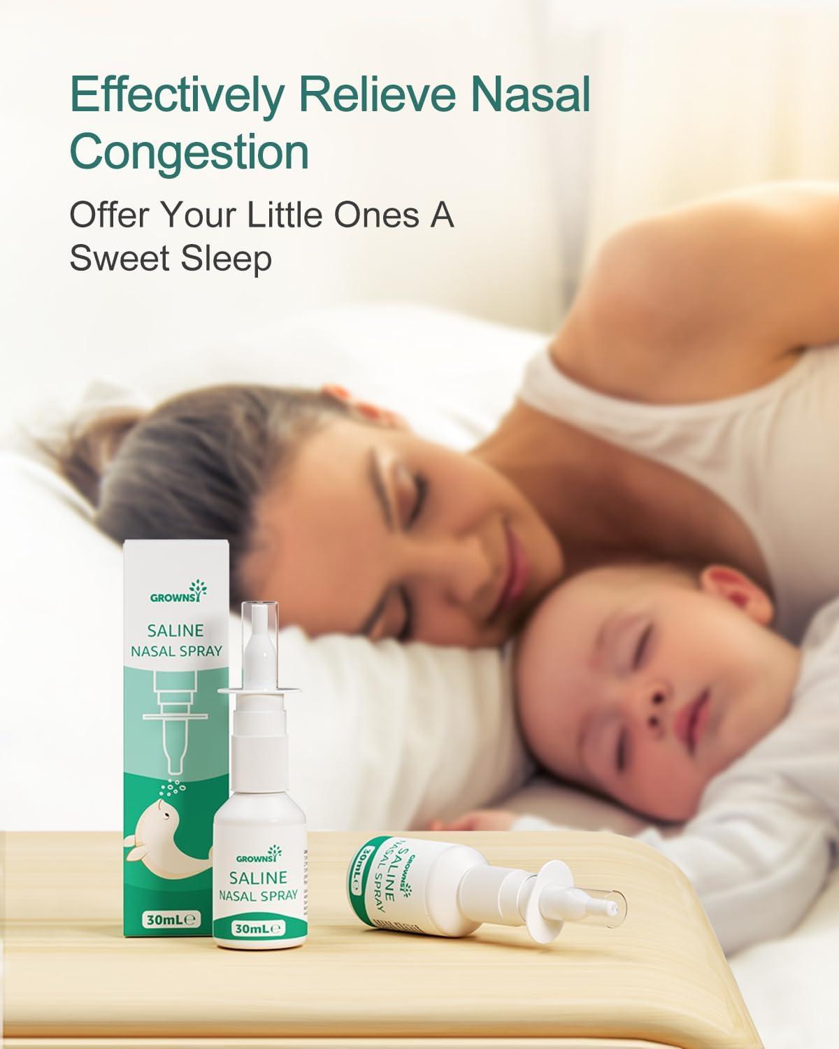 GROWNSY Baby Saline Nasal Spray 2 PCS - Natural, Xylitol Infused, Non ...