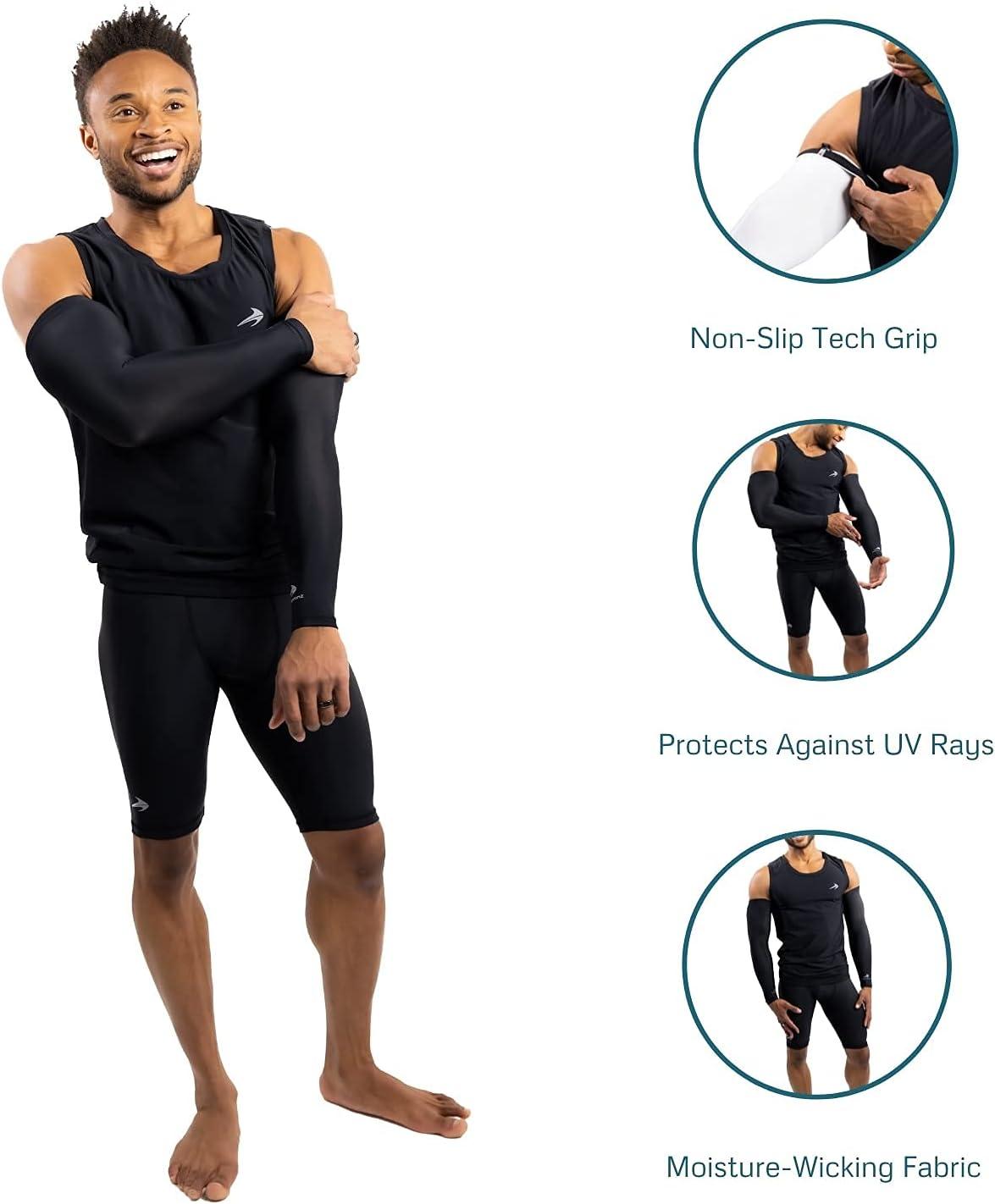 CompressionZ UV Protection Arm Sleeves Black XL for Men & Women ...