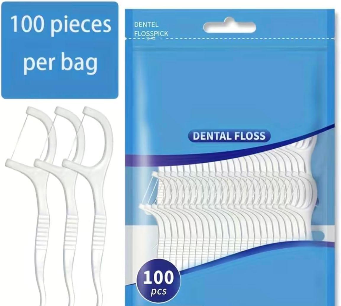 Dental Floss Toothpick - 100 Picks for Teeth Cleaning - Floss Picks ...