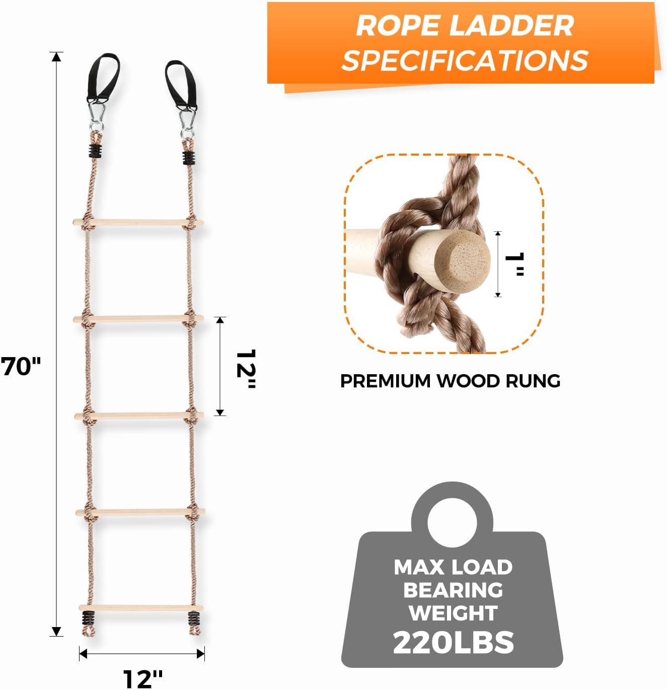 Autofonder 6.6Ft Nylon Rope Ladder for Kids Outdoor Treehouse Ninja ...