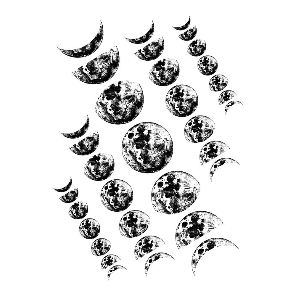 SanerLian Moon Phase Planet Temporary Tattoo Sticker Set of 4 ...