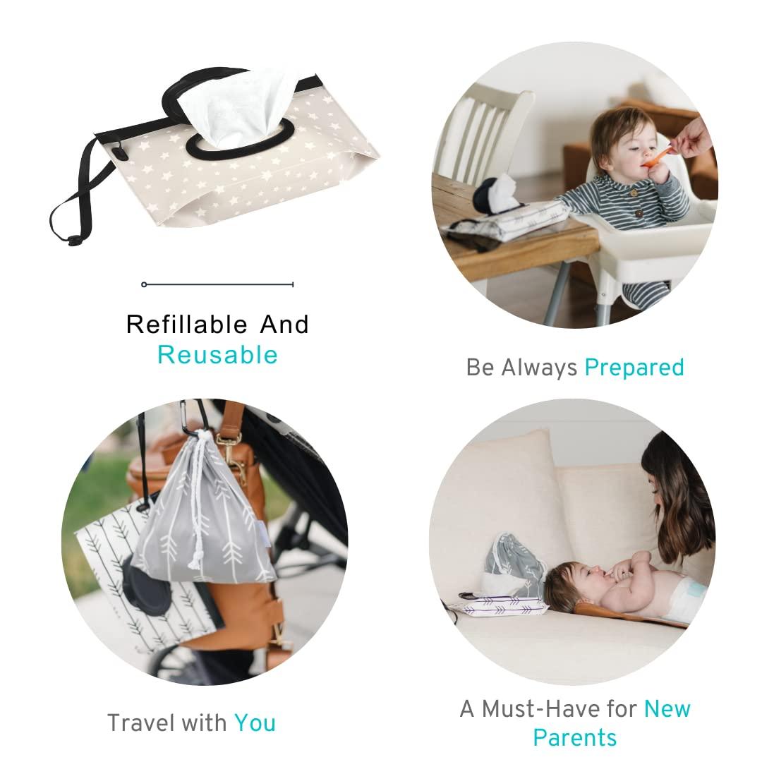 Portable Baby Wipes Dispenser Holder Set with Stroller Hooks | Eco ...