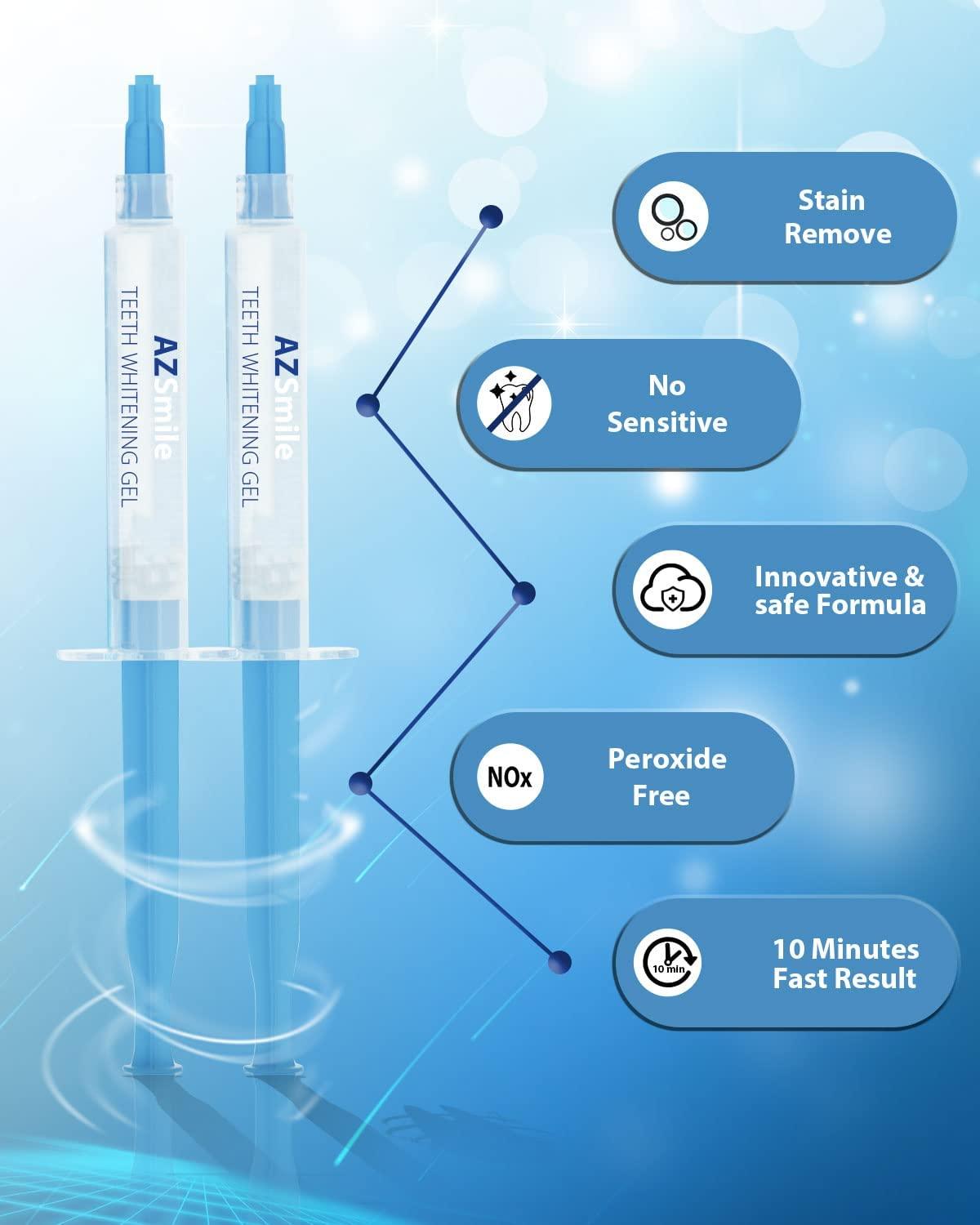 AZ Smile Teeth Whitening Gel Refill - 6 No-Sensitive Syringes, Peroxide ...