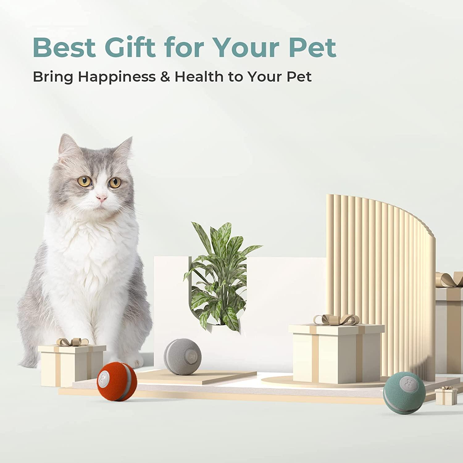 3 Interactive Modes Cheerble Smart Interactive Cat Toy, Automatic Moving Bouncing Rolling Ball ...