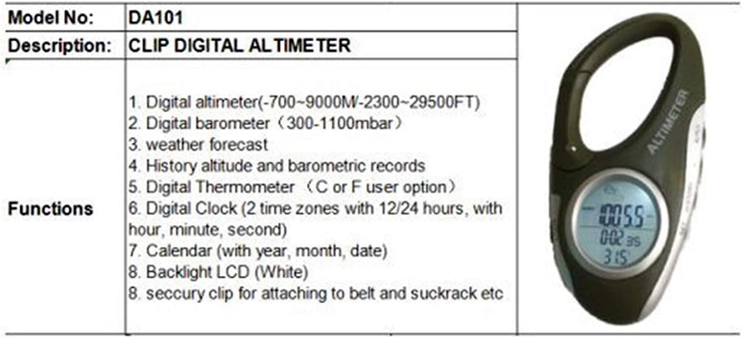 Quata Electronic Altimeter Carabiner with Handheld Thermometer ...