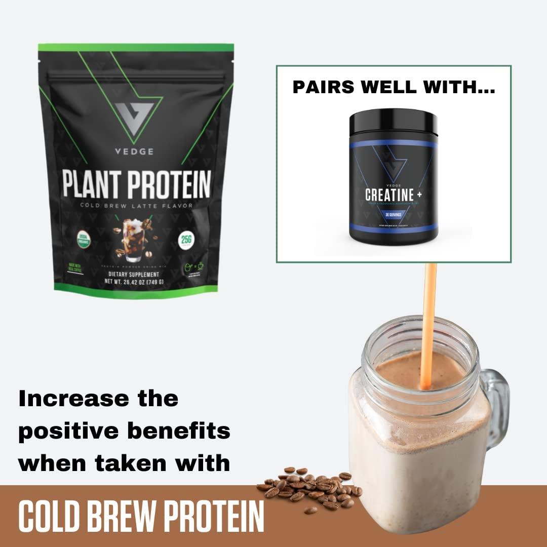 Vedge Organic Plant Protein Cold Brew Latte (20 Servings) | Vegan ...