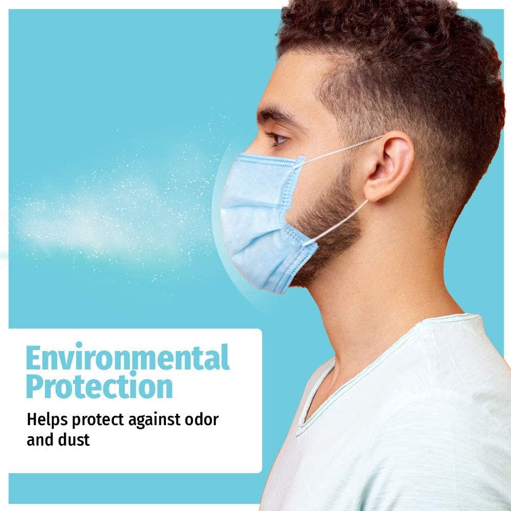 HoMedics Disposable 3-Layer Face Mask - 50 Pack, Adjustable Elastic Ear ...