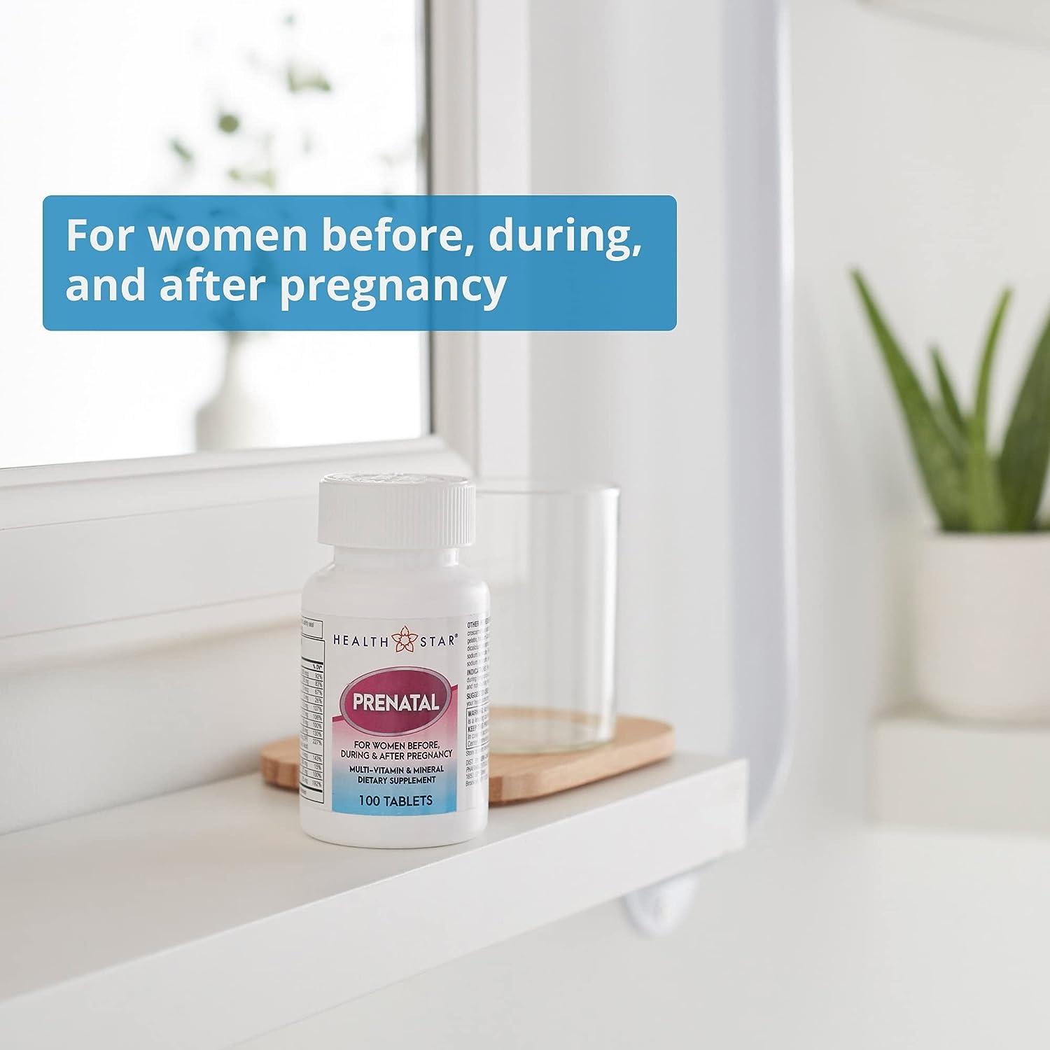 Prenatal Multivitamin by HealthStar for Healthy Mom and Baby - Folate ...