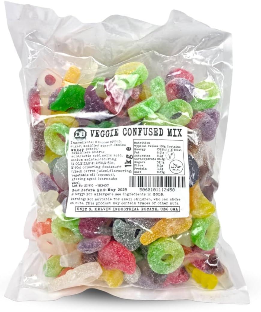 VEGETARIAN CONFUSED PICK & MIX SWEETS (1kg) - 15 Varieties Fizzy Sour ...