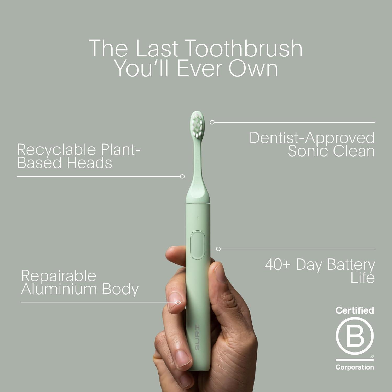 SURI Sustainable Sonic Toothbrush - Slim and Powerful Electric ...
