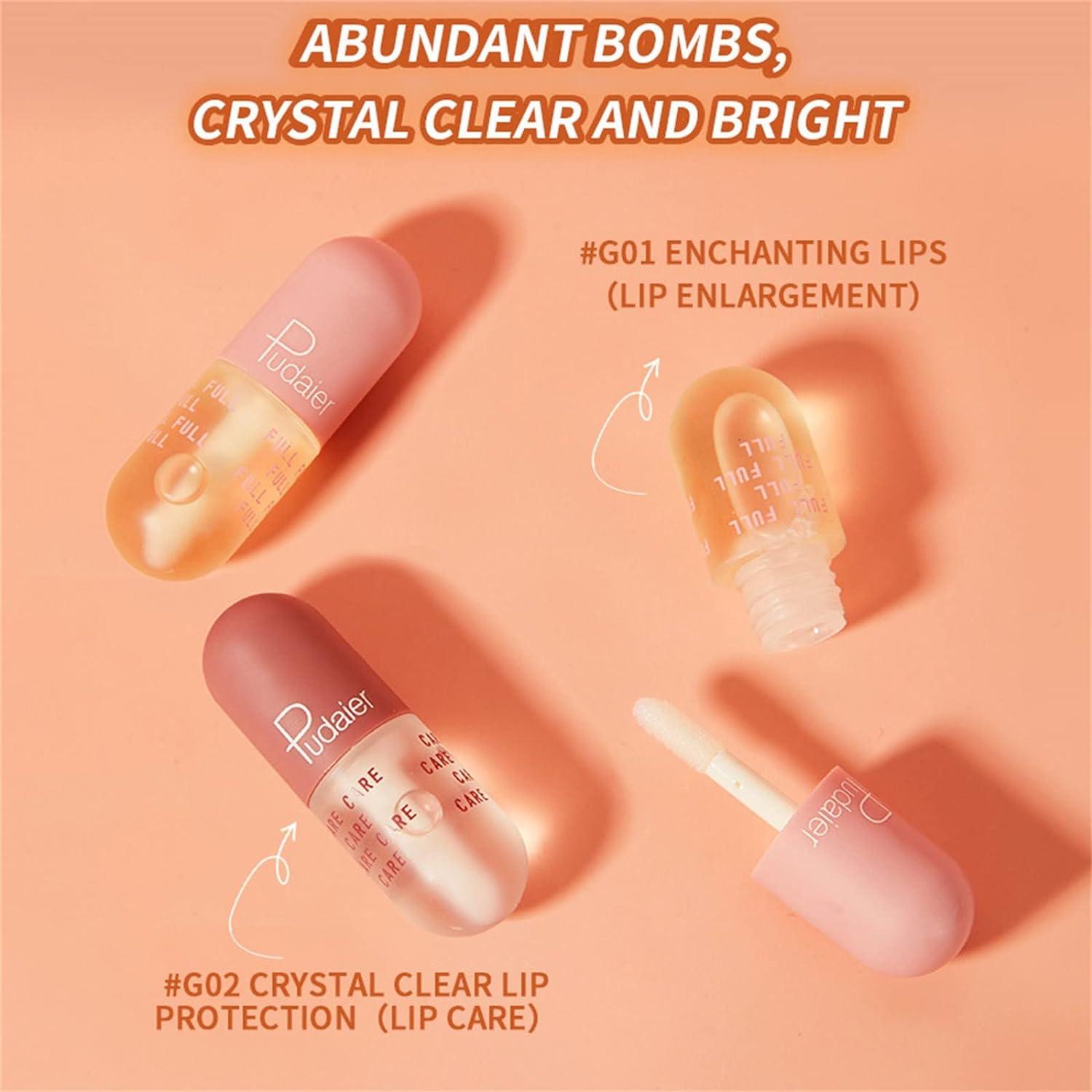 Natural Lip Plumper Set - Fuller, Hydrating Lips with Lip Enhancer & Lip Mask - 7ml Lip Gloss ...