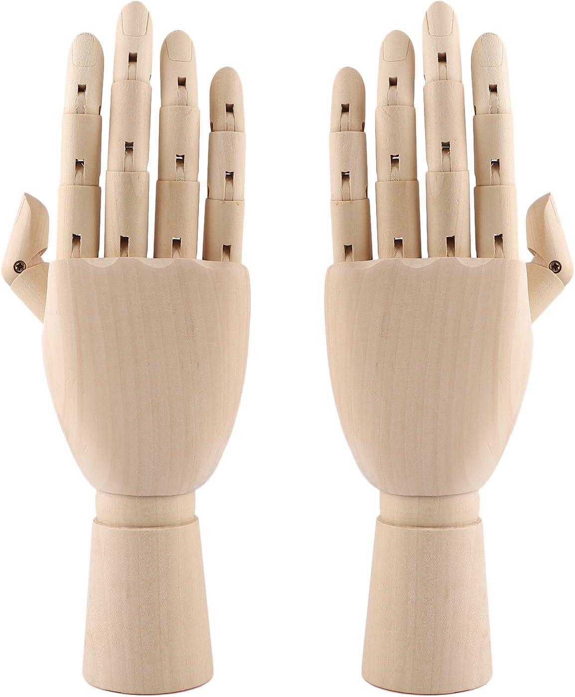 10 Inch Wooden Hand Model - Flexible Moveable Fingers Manikin Hand ...