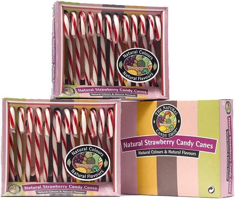 The Natural Candy Shop Natural Strawberry Candy Canes - Christmas Candy Sticks All Natural ...