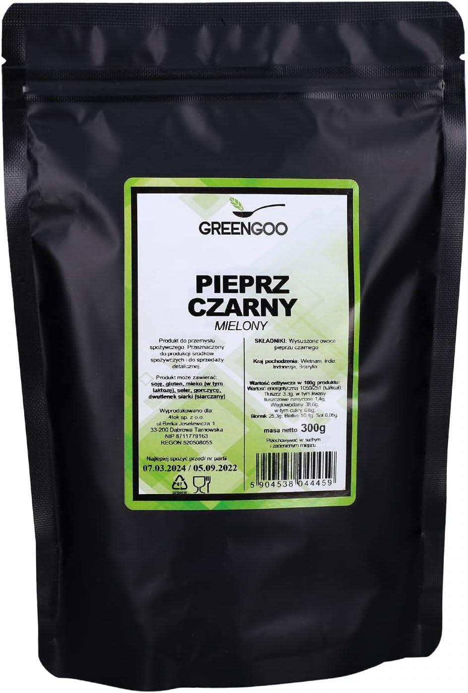 GREENGOO Spices - Black Pepper Ground 300 g Peppercorns Ground from ...