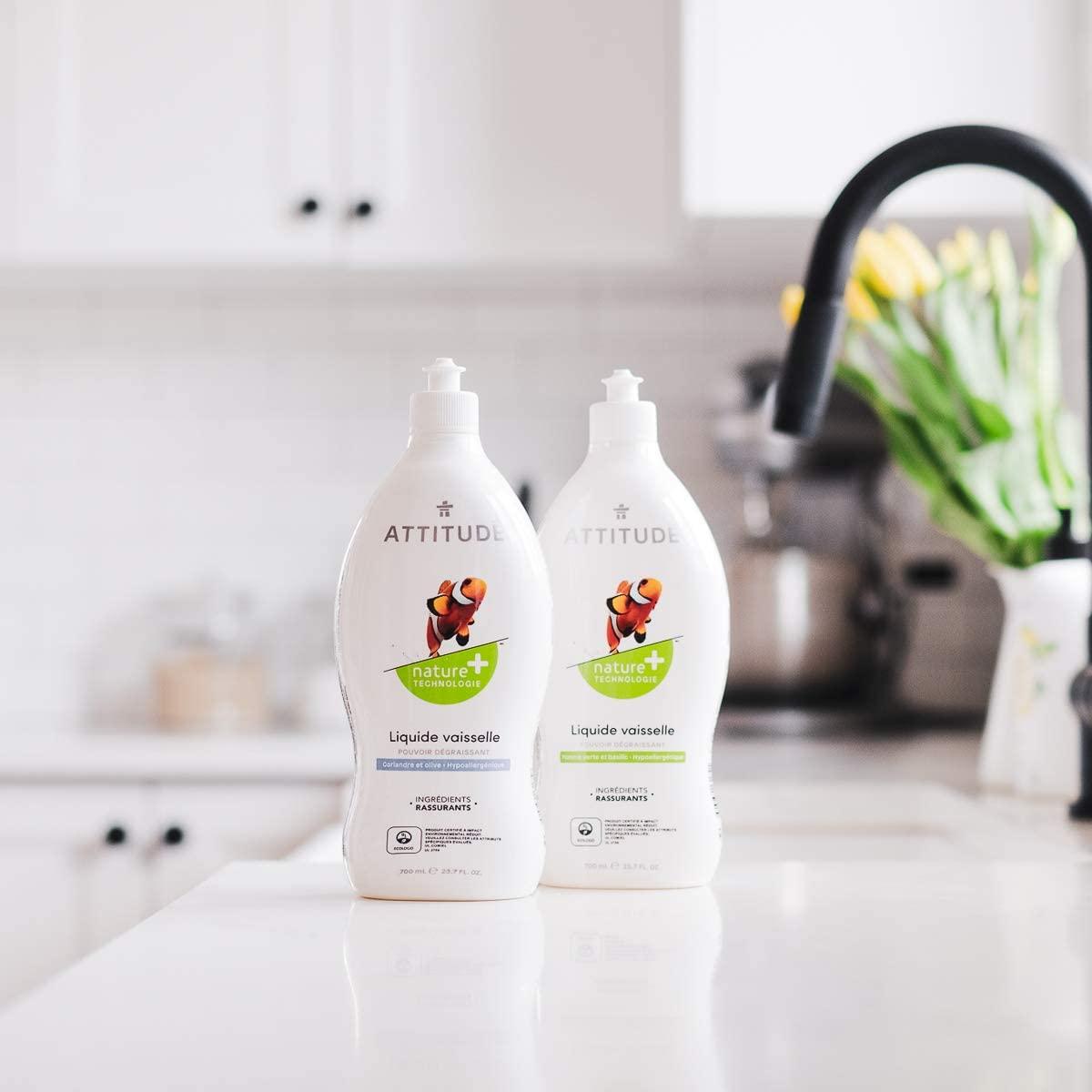 ATTITUDE Dishwashing Liquid - Green Apple & Basil | 23.7 fl oz (700 ml ...