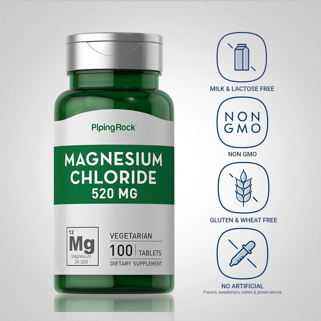 Magnesium Chloride 520mg Tablets | Vegetarian Non-GMO Gluten Free ...