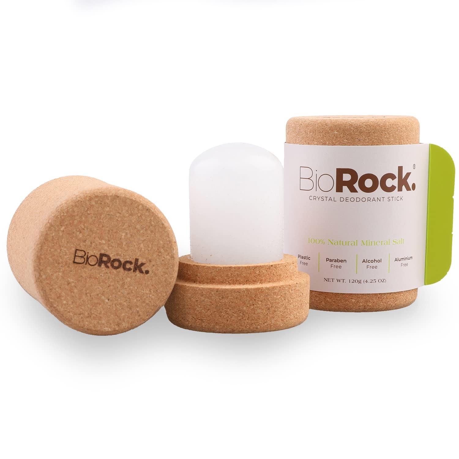 BioRock Crystal Natural Deodorant Stone - Unscented Salt Deodorant ...