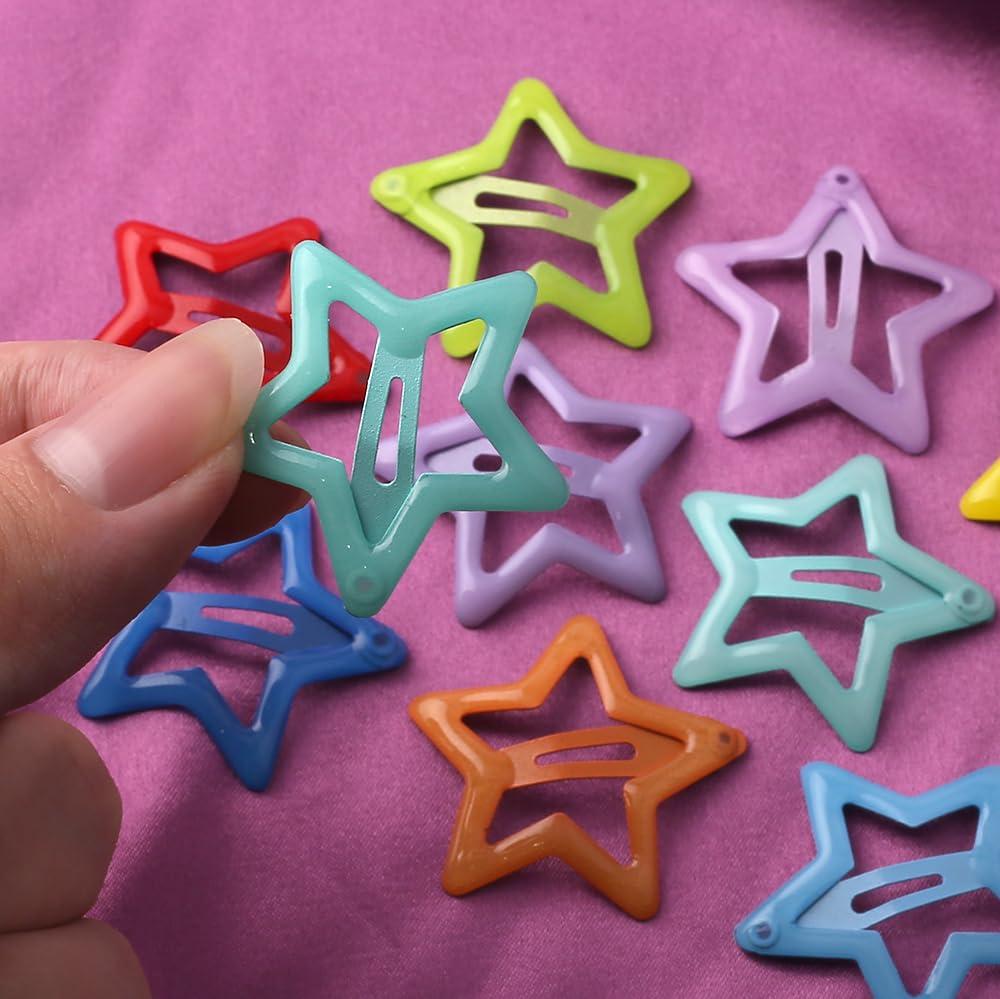Colorful Glow-in-the-Dark Star Hair Clips for Women & Girls - 10-Piece ...