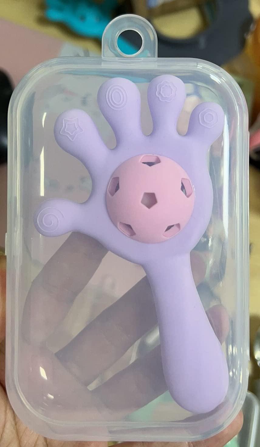 Baby Finger Shaped Teether Clappers - Food Grade Silicone Teether (Yellow)