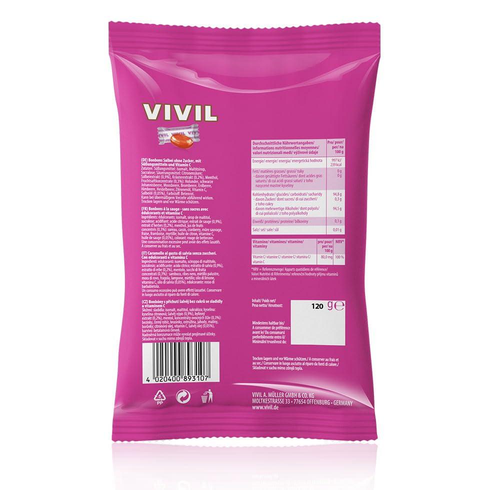 VIVIL Sage Cough Drops with 14 Herbs - Sugar-Free & Vegan - 5 Bags ...