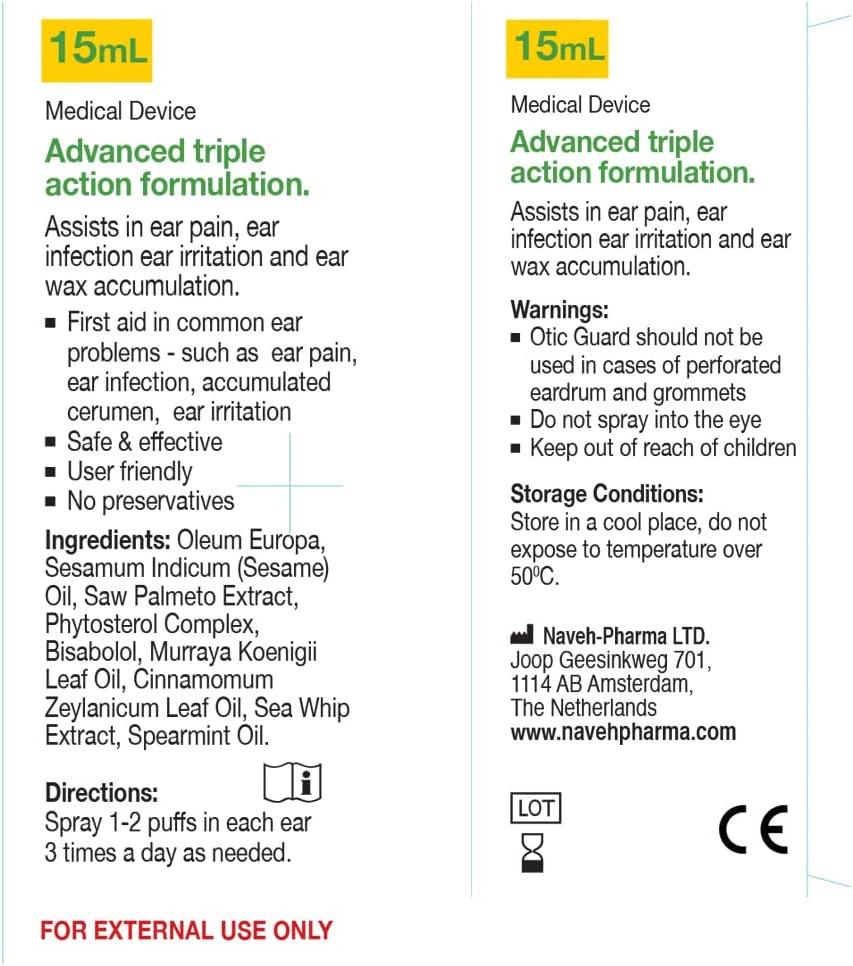 Naveh Pharma Otic Guard Ear Spray - 3-in-1 Herbal-Oil Blend for Ear ...