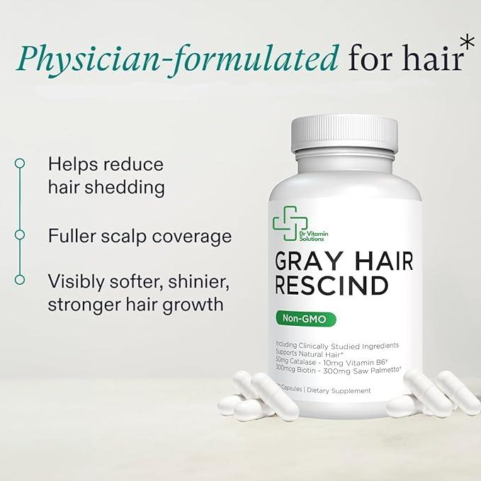 Gray Hair Rescind with Catalase - Anti-Gray Hair Supplements for Men and Women - Biotin Saw ...