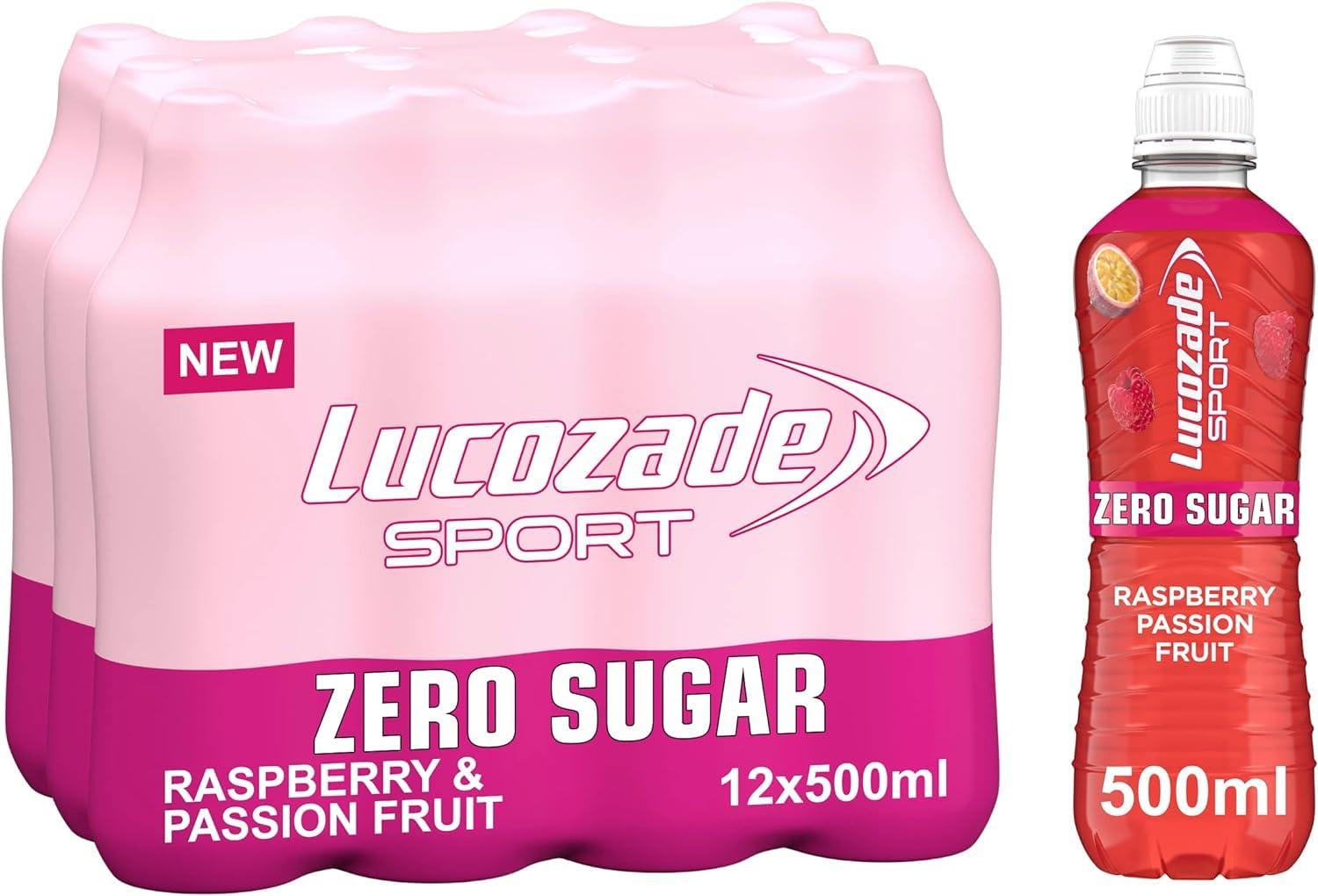 Lucozade Sport Energy Drink 12x500ml (Zero Raspberry and Passionfruit ...