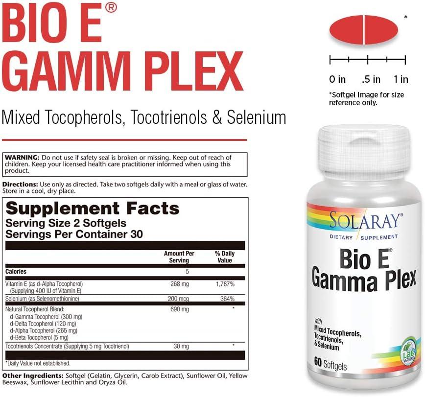 Solaray Bio E Gamma Plex - 60 Softgels | Antioxidant Support with ...