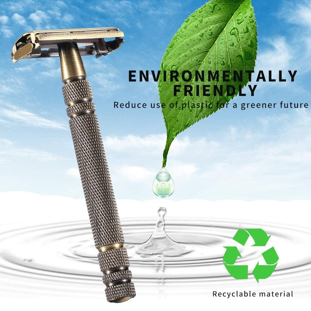 Yintal Double Edge Safety Razor - Bronze Long Handle Butterfly Open ...