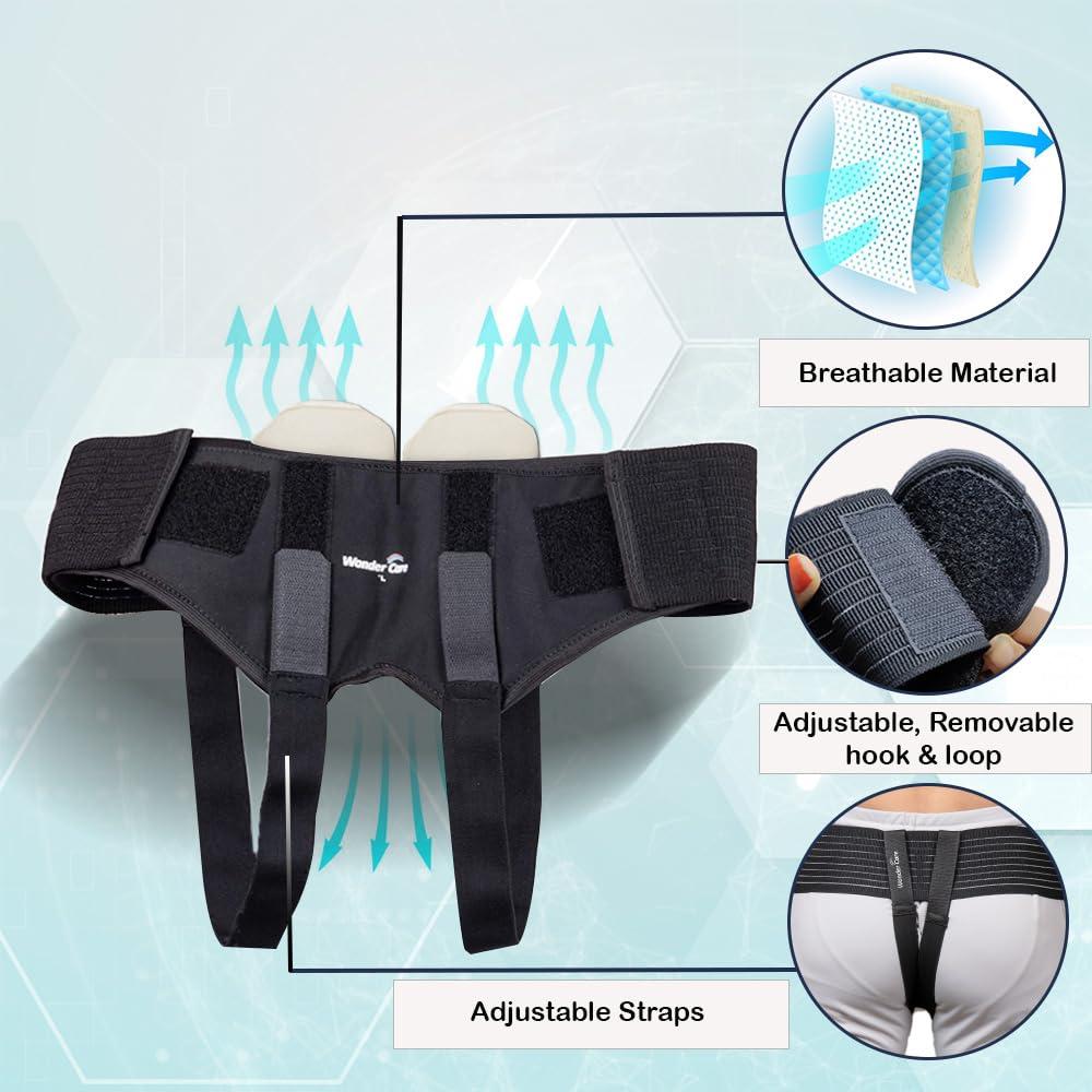 Wonder Care Black Inguinal Hernia Support Truss - Adjustable Double ...