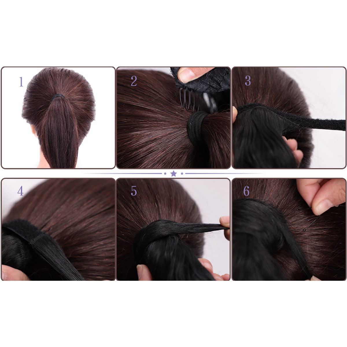 Magic Paste Ponytail Extension - Curly Wrap Around Water Wave Hairpiece ...