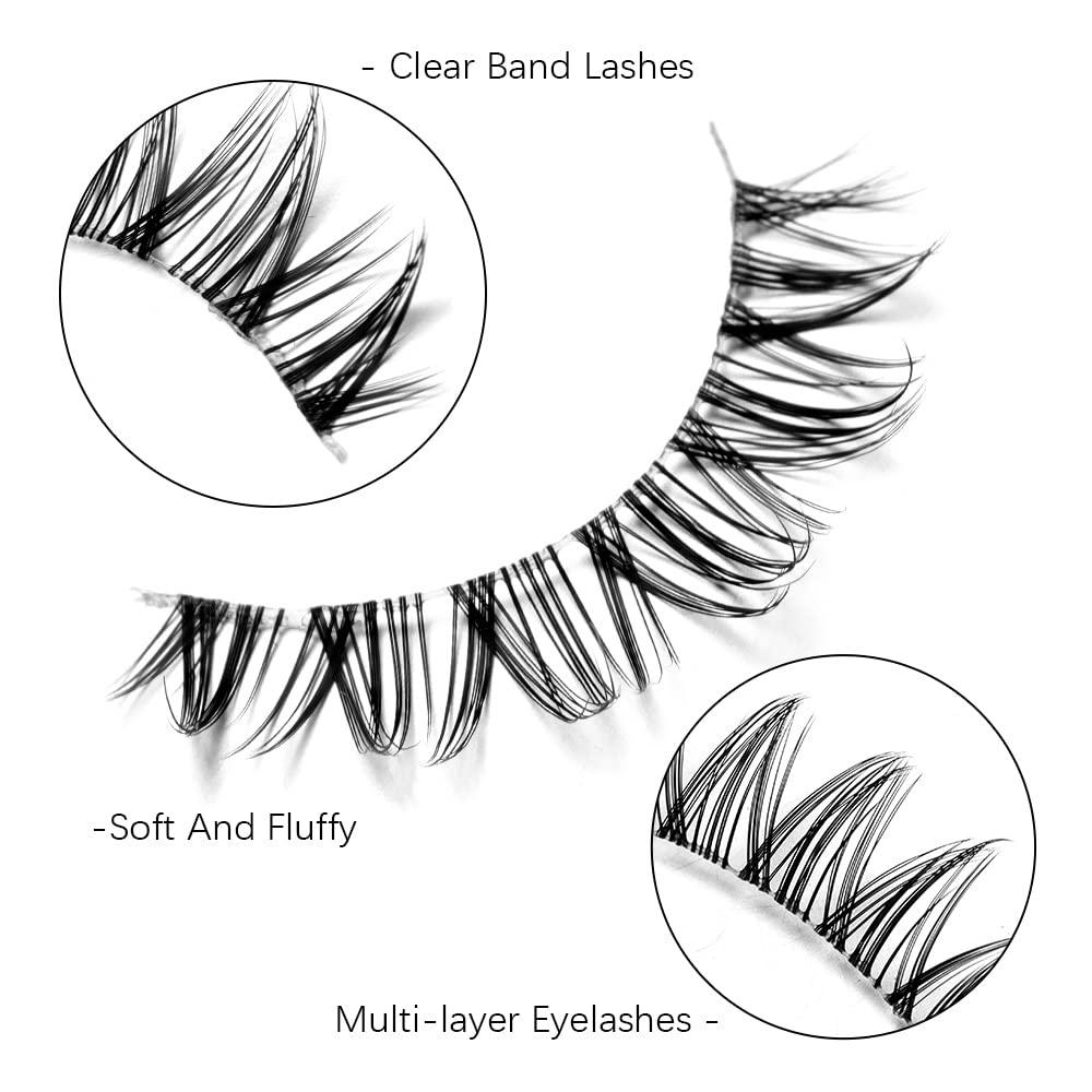 DSLONG Cat Eye Lashes - 12mm Fluffy Wispy Short Fake Eyelashes - 7 ...
