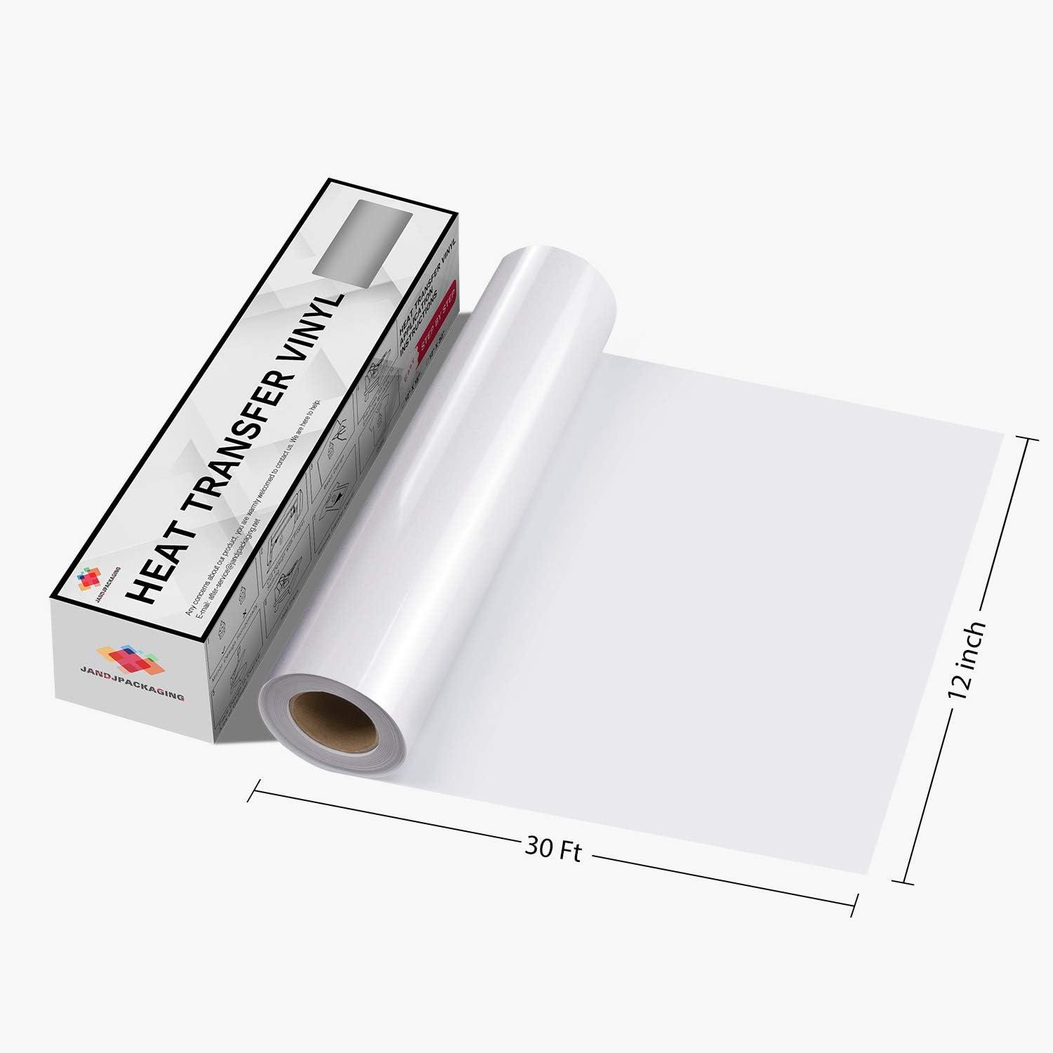 JANDJPACKAGING White Iron on Vinyl Roll 12x30FT - HTV Heat Transfer ...