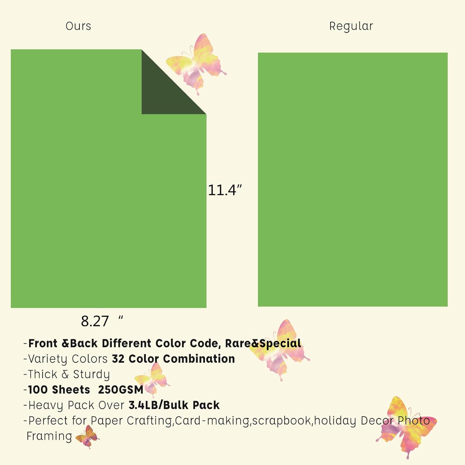 Livholic 100 Pack Heavy Colored Paper Cardstock Front Back Different ...