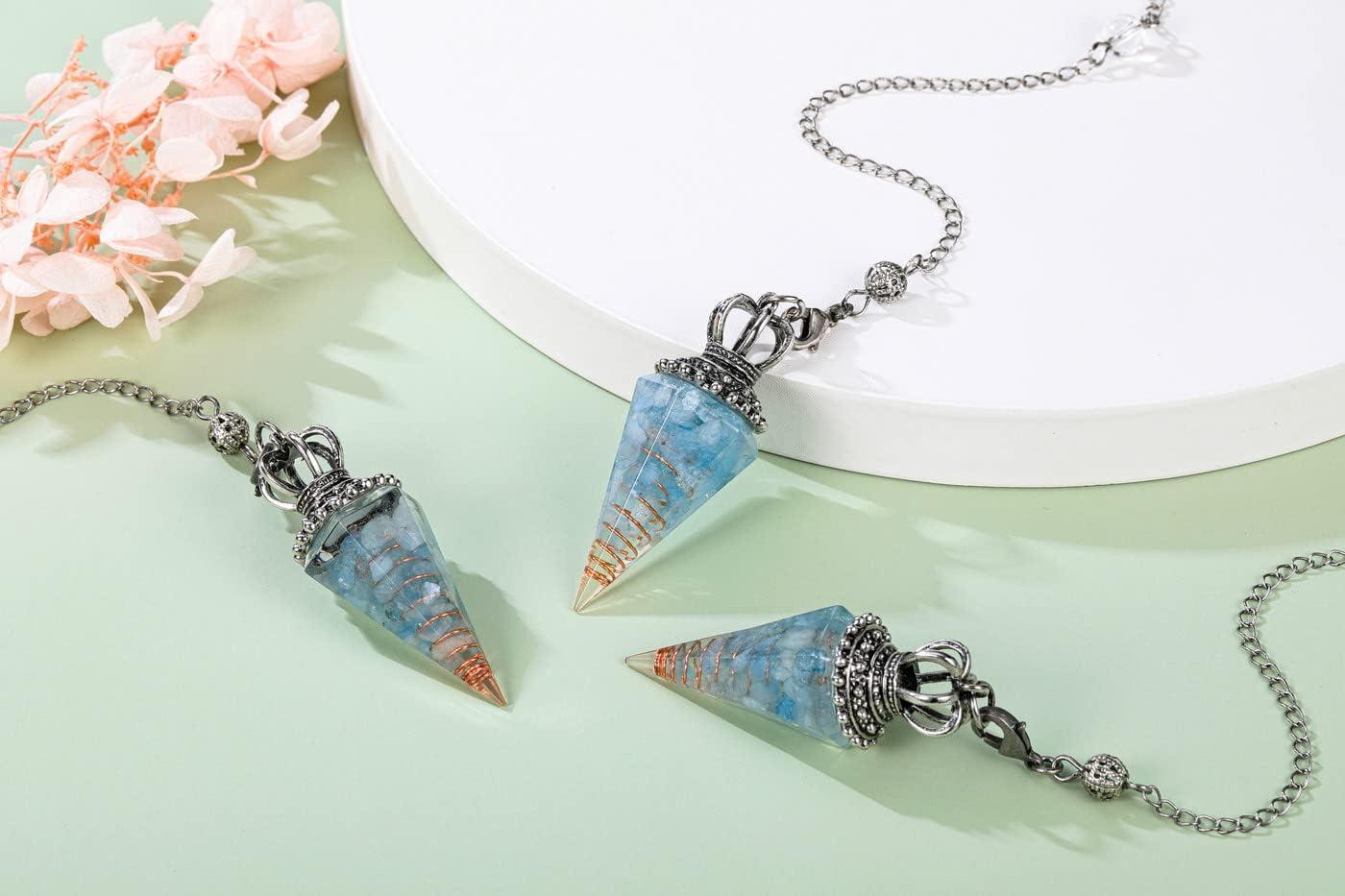 JOVIVI Aquamarine Crystal Pendulum - Dowsing & Healing Tool for Reiki ...
