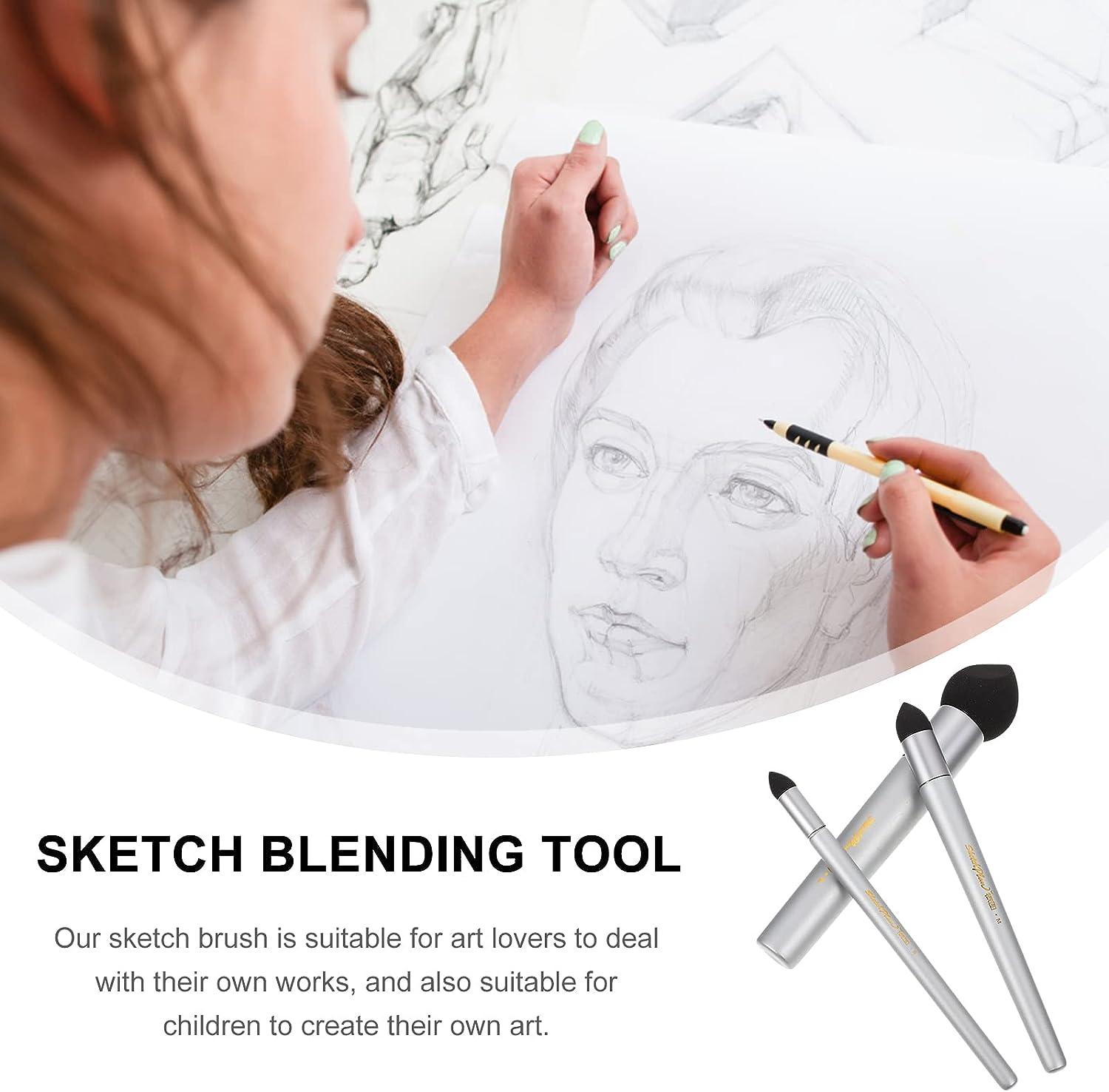 EXCEART 3PCS Sketch Wipe Pen Sponge Rubbing Brush Set for Highlighting and Smudging